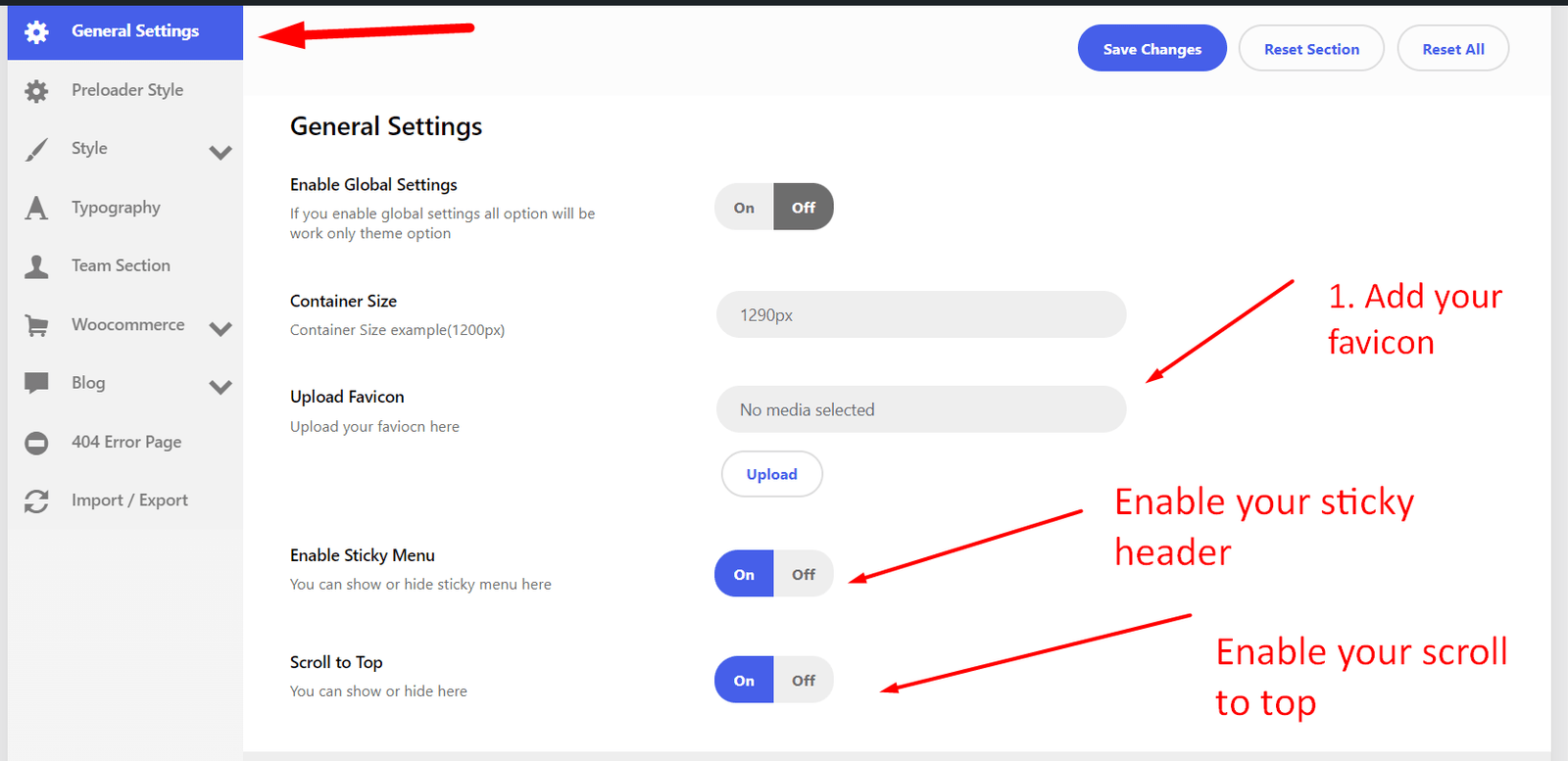 General Sections – WordPress Themes & Plugin